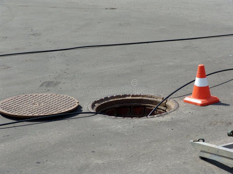 Road sign: danger! stock image. Image of soil, danger - 31097165