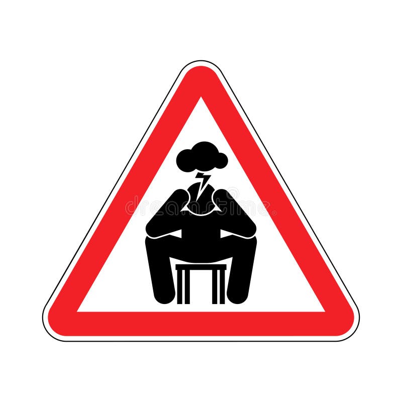 Attention Depression! Warning Stress. Red Triangle Sign Stock ...