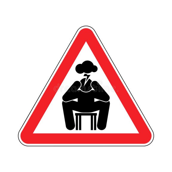 Attention Depression! Warning Stress. Red Triangle Sign Stock ...