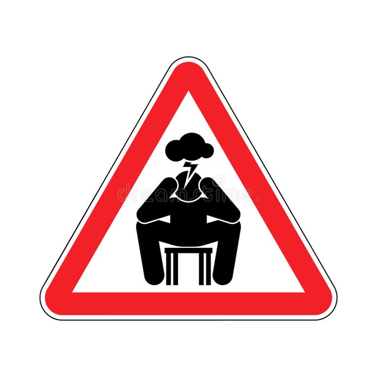 Attention Depression! Warning Stress. Red Triangle Sign Stock ...