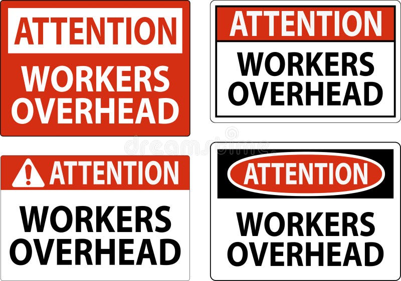 Attention Falling Debris Sign, Workers Overhead Falling Objects Stock ...
