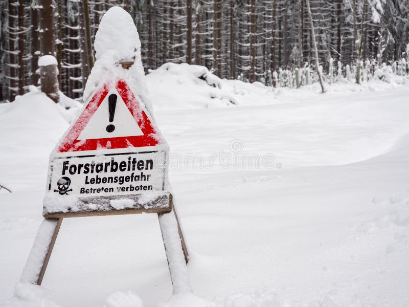 Attention Forestry Work Warning Sign Stock Photo - Image of warning ...
