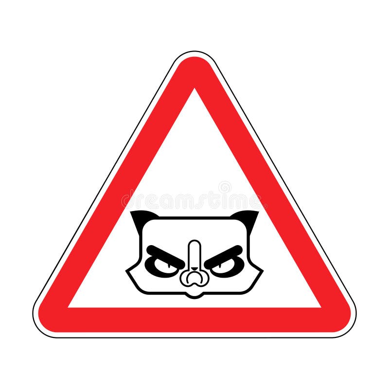 Attention Grumpy Cat. Caution Angry Pet Stock Vector - Illustration of ...
