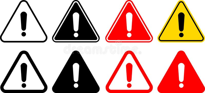 Attention Icon Set. Exclamation Danger Sign. Danger Caution or Alert ...