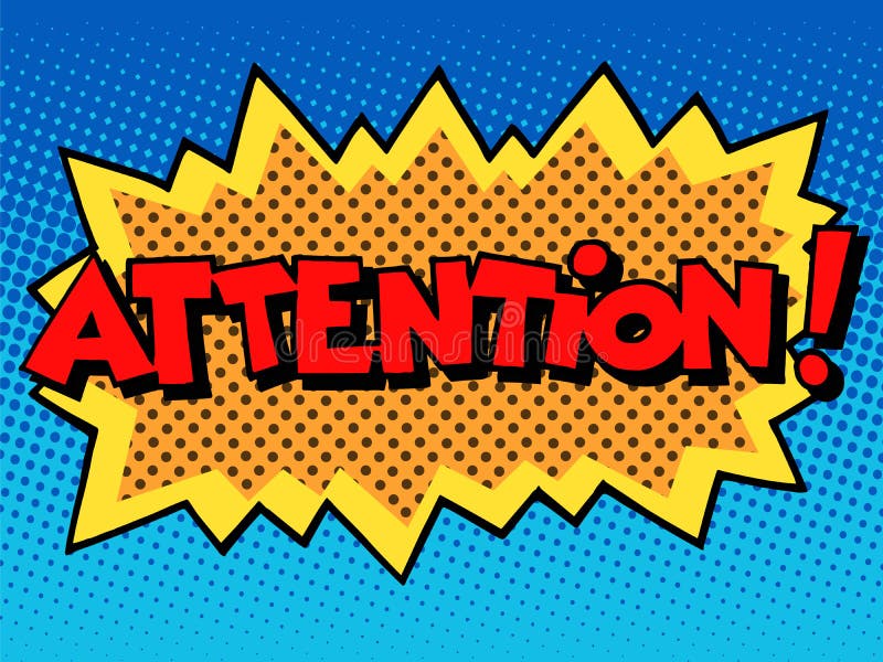 Attention Inscription Comic Book Style Stock Vector - Illustration of ...