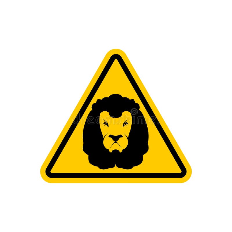 Attention Lion. Leo on Red Triangle Stock Vector - Illustration of mark ...