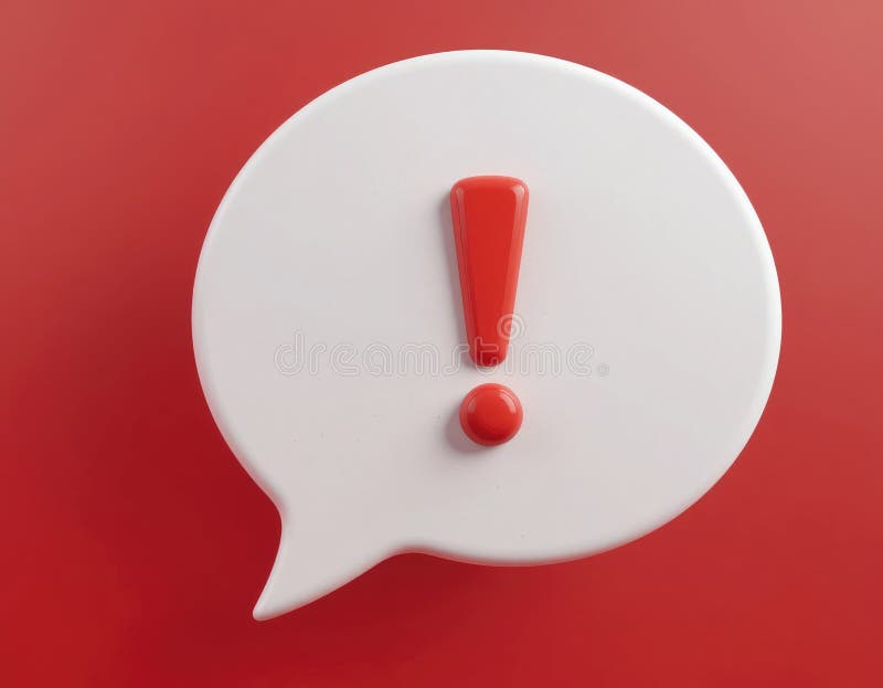 Attention Message with Exclamation Mark Inside Speech Bubble on Red ...