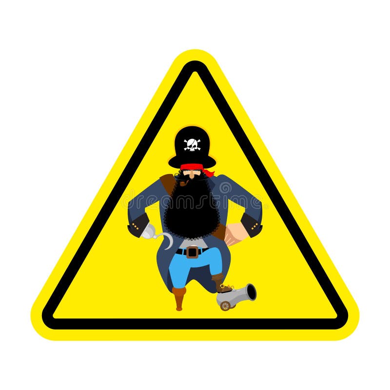 Attention Pirate. Yellow Warning Sign Rover Stock Vector - Illustration ...