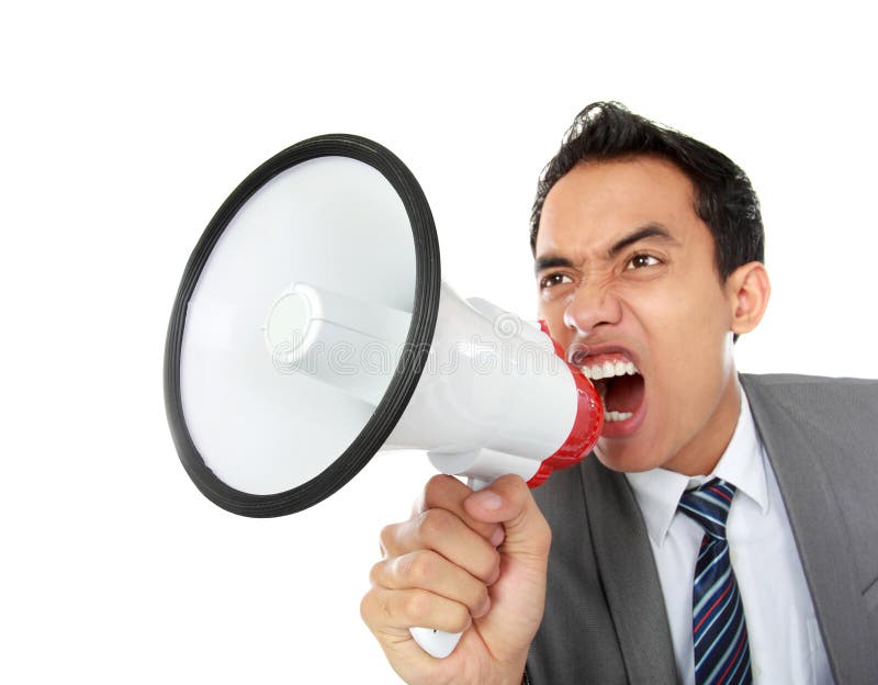Ceo Shouting through Megaphone Stock Photo - Image of elderly, mature ...