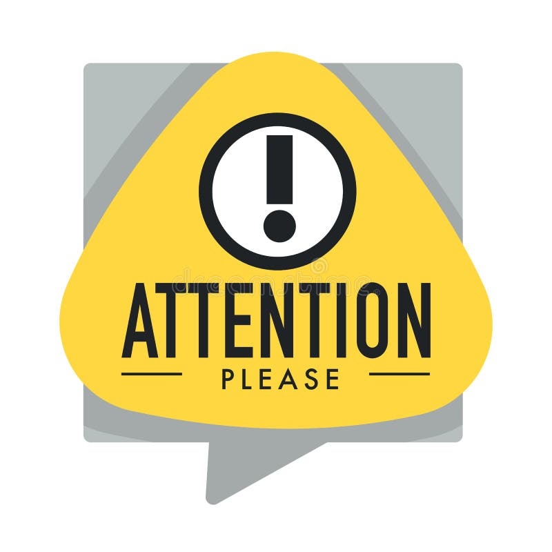 Attention Please with Exclamation Point Promo Notice Sign in Blue Stock ...