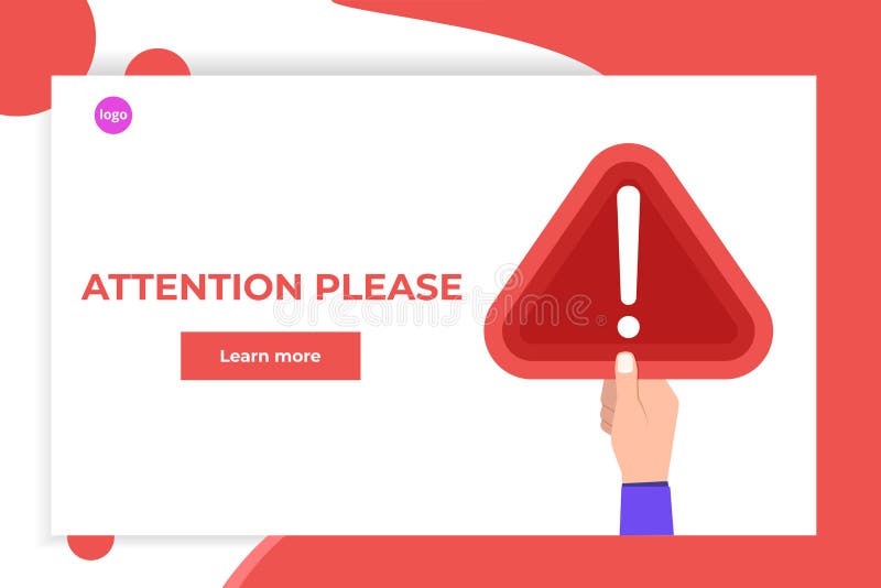 Attention Please. Hand Holding Board. Landing Page Template Stock ...