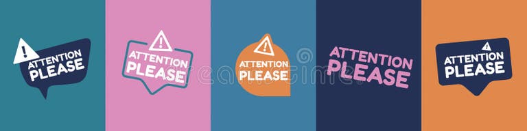 Attention Please Icon Set - Different Vector Illustrations Isolated on ...
