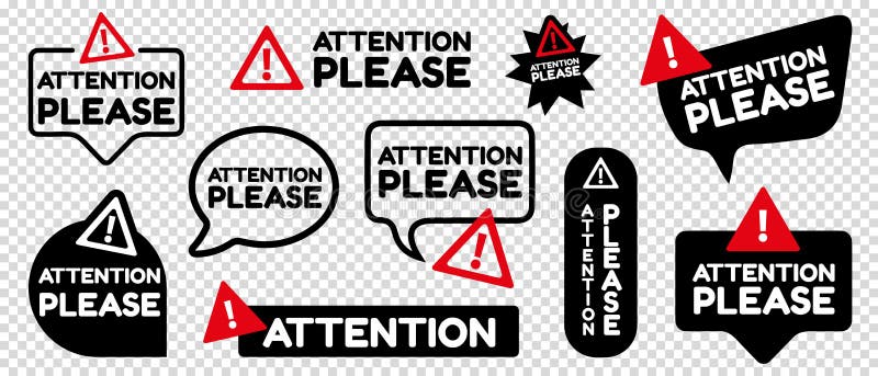 Attention Please Icon Set - Different Vector Illustrations Isolated on ...