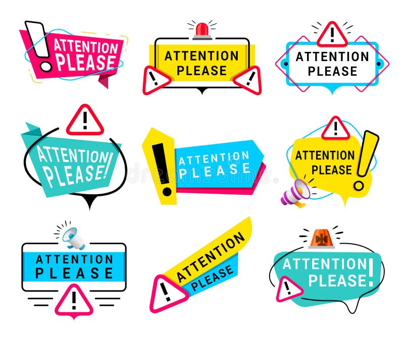 Attention Please Message Color Vector Signs Set Stock Vector ...