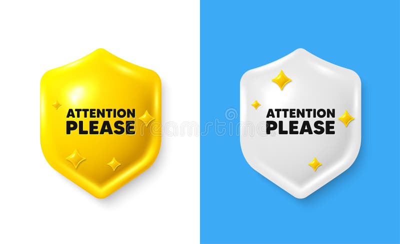 Attention Please Symbol. Special Offer Sign. Shield 3d Banner with Text ...