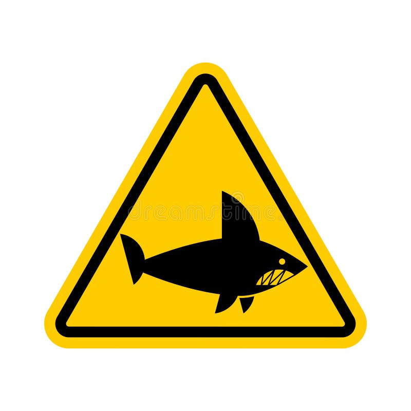 Attention Shark ! Triangular Road Danger Sign. Caution Sharks Stock ...