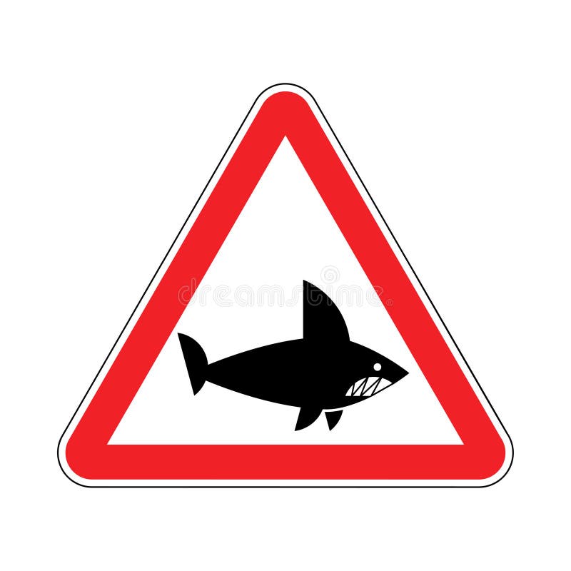 Attention Shark ! Triangular Road Danger Sign. Caution Sharks Stock ...