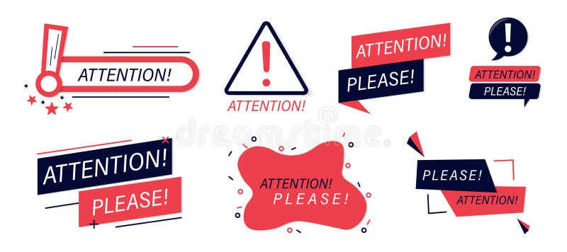Attention Sign and Banner Collection. Please Attention Important ...