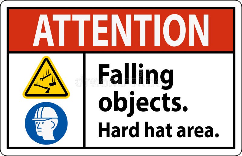 Attention Sign, Falling Objects Hard Hat Area Stock Vector ...