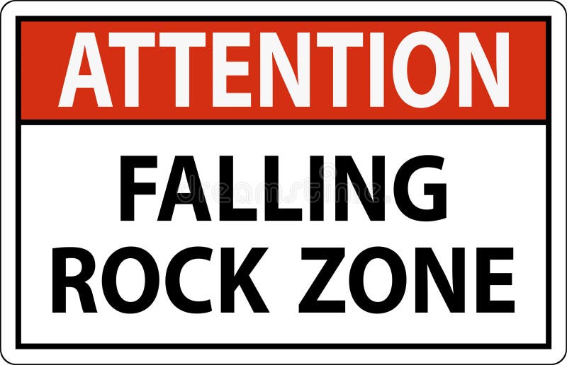 Attention Rockfall or Stone Falling Caution Sign Warning Icon Stock ...