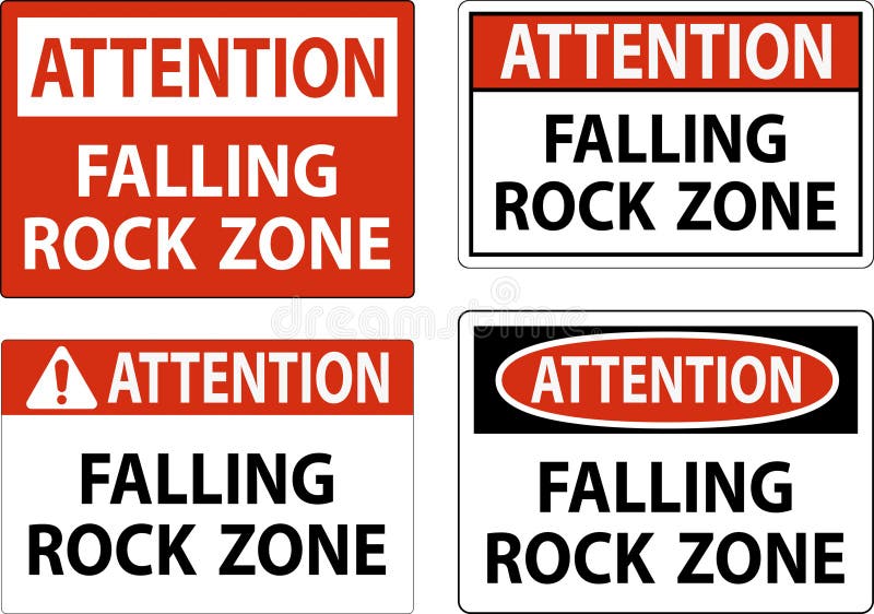 Attention Rockfall or Stone Falling Caution Sign Warning Icon Stock ...