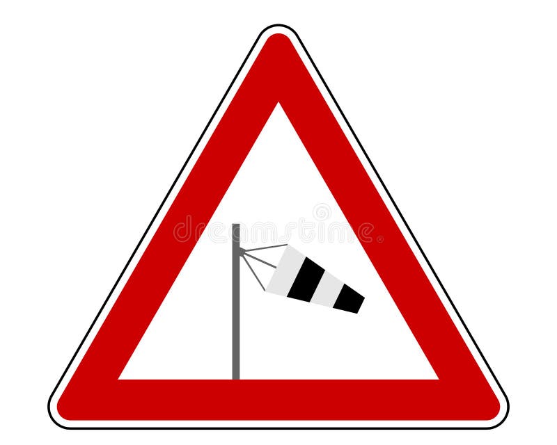 Attention Wind Caution Sign Crosswind Vector Isolated Danger Warning ...