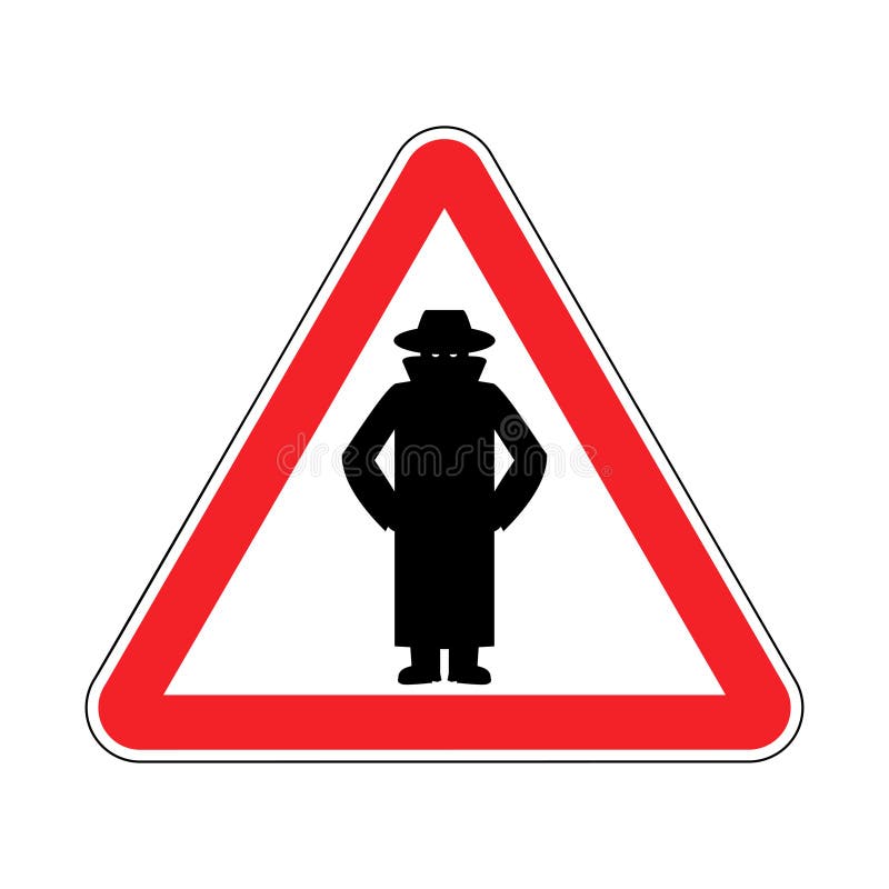 Attention Spy. Caution Secret Agent! Triangular Road Sign Stock Vector ...