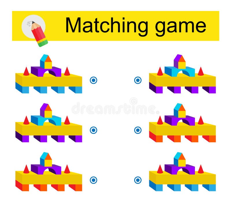 Attention Task for Kids. Vector Illustration of Cute Pyramid Stock ...