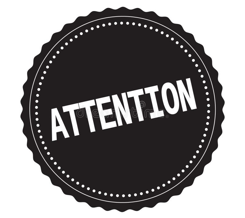 ATTENTION Text, on Black Sticker Stamp. Stock Illustration ...