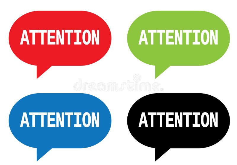 ATTENTION Text, on Rectangle Speech Bubble Sign. Stock Illustration ...