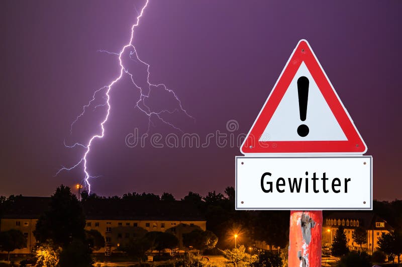 Attention Thunderstorms Sign Stock Photo - Image of lightning, weather ...