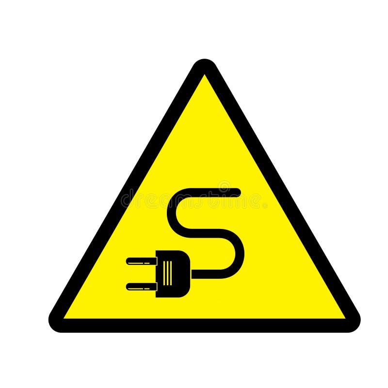 Attention Triangle Sticker Electric Plug Stock Vector - Illustration of ...