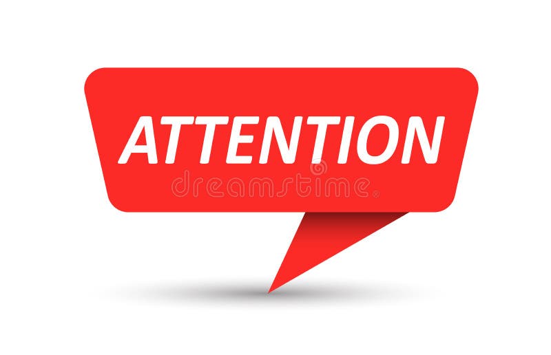 Attention. Vector Banner, Pointer, Sticker, Label or Speech Bubble ...