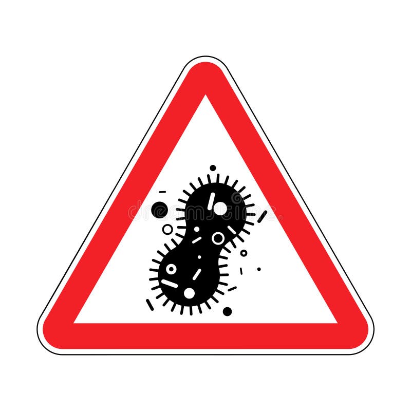 Attention Virus Bacterium. Caution Red Road Sign Microbe Pathogenic ...