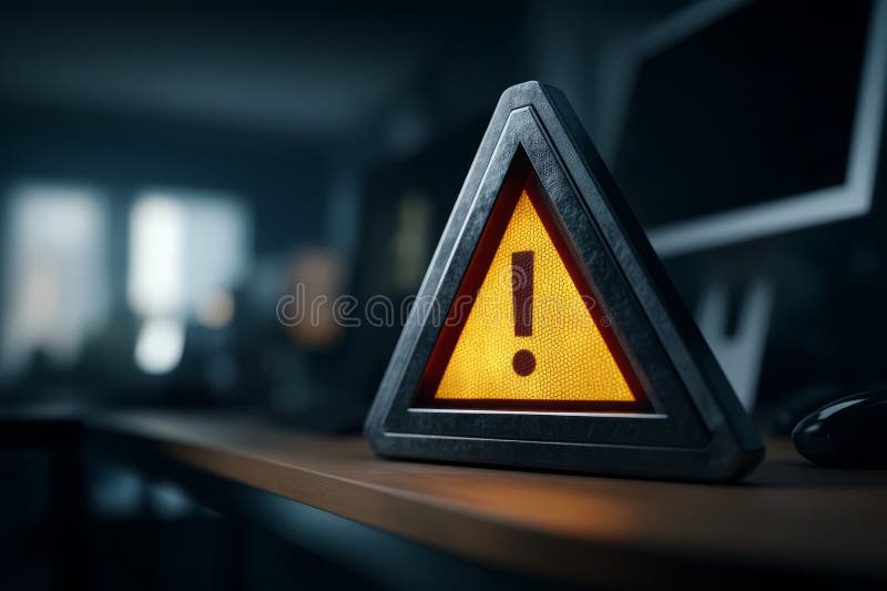 Attention Warning Sign in Office Environment with Blurred Background ...