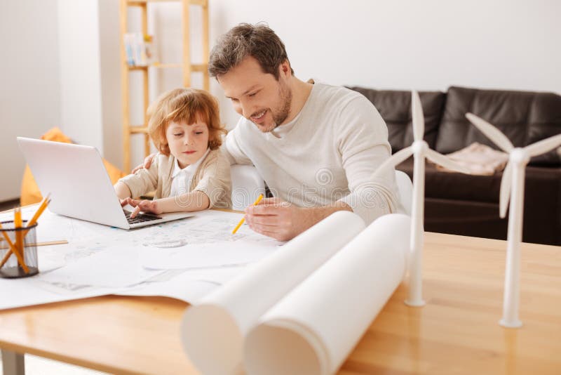 Attentive Boy Typing Text while Using Laptop Stock Image - Image of ...