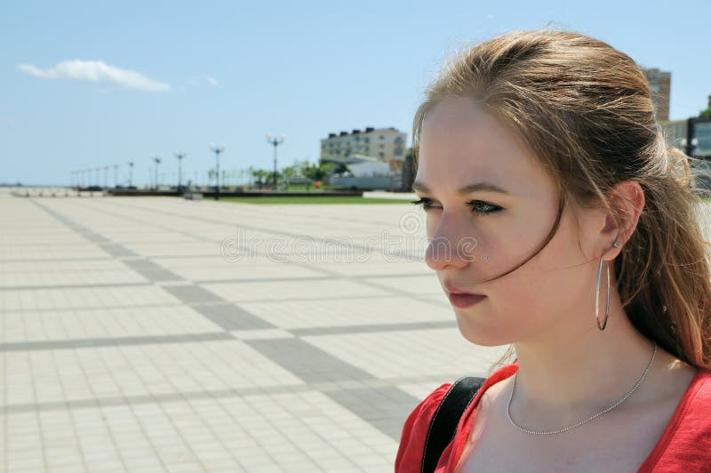 Attentive look of the girl stock image. Image of summer - 14771083