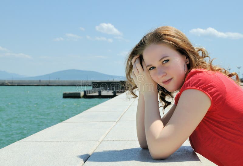 Attentive look of the girl stock image. Image of summer - 14771125