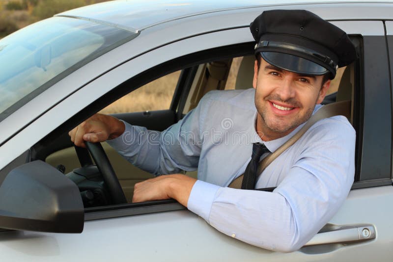 Attentive Looking Professional Driver Smiling Stock Photo - Image of ...
