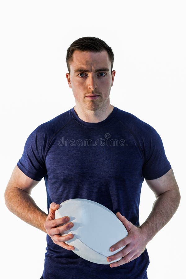 Attentive Man Holding a Rugby Ball Stock Photo - Image of concentrated ...