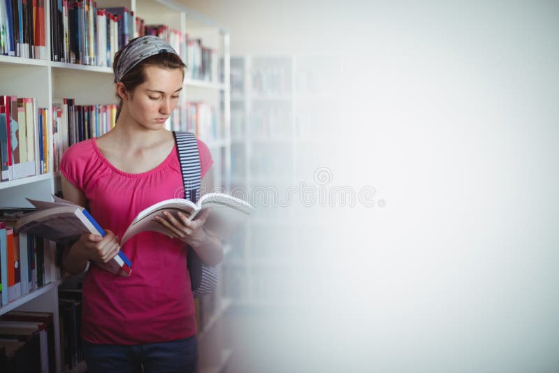 Schoolgirl Reading Notice Board in Corridor Stock Image - Image of ...