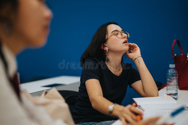 Attentive Students Working on Assignments in a Classroom Setting Stock ...