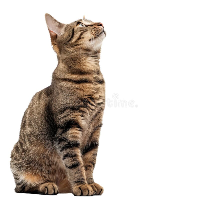 Attentive Tabby Cat on Transparent Background Stock Photo - Image of ...