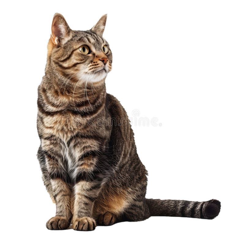 Attentive Tabby Cat on Transparent Background Stock Photo - Image of ...