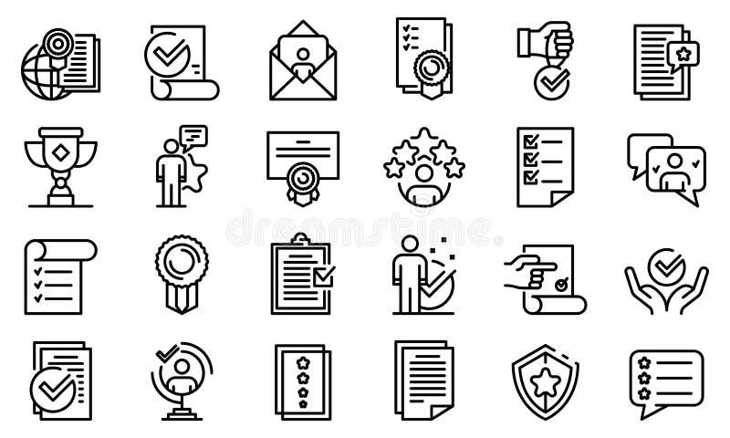 Attestation Service Icons Set, Outline Style Stock Vector ...