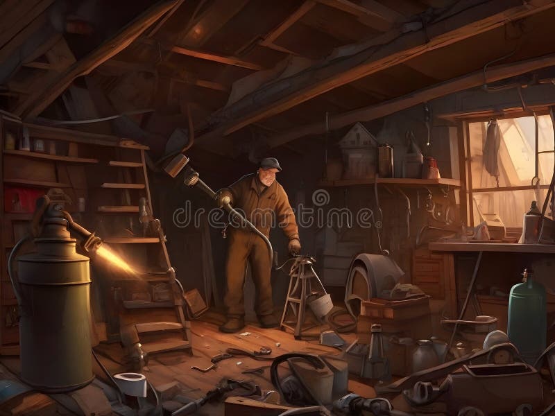 The Attic of a Big Old House, a Plumber, a Mess of Scattered Things ...