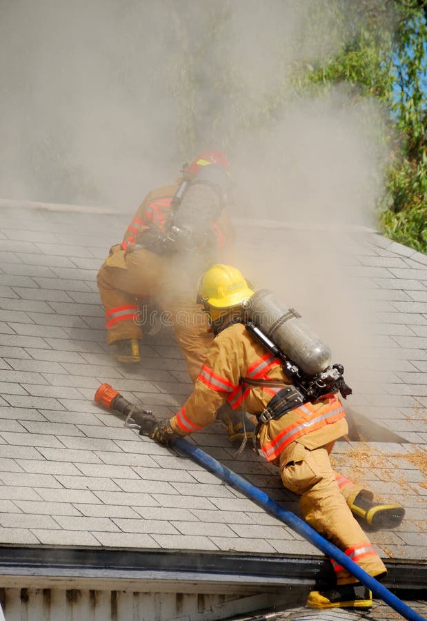Attic Fire stock image. Image of response, fireman, roof - 24886415
