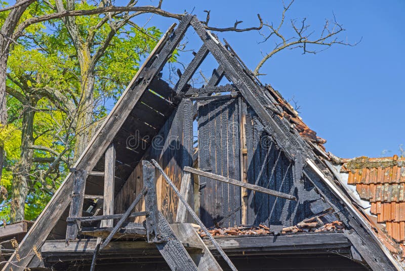 Attic Fire Damage stock image. Image of door, 2023, structure - 360956367
