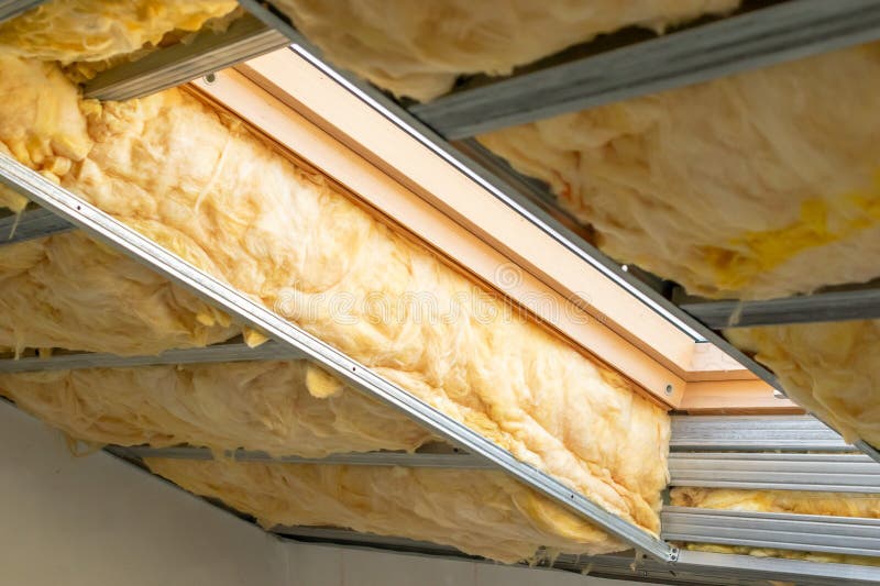 Attic Insulation with Mineral Wool Stock Photo - Image of wool, attic ...