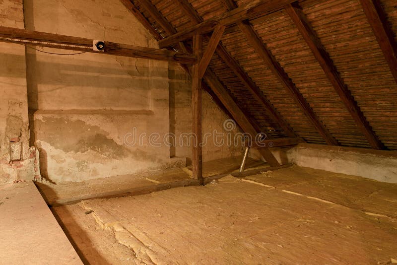 Attic Loft Insulation. Old Loft. Renovation and Thermal Insulation with ...